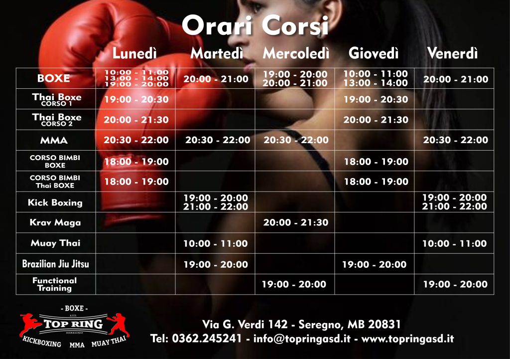 Orari e prezzi corsi - Top Ring asd